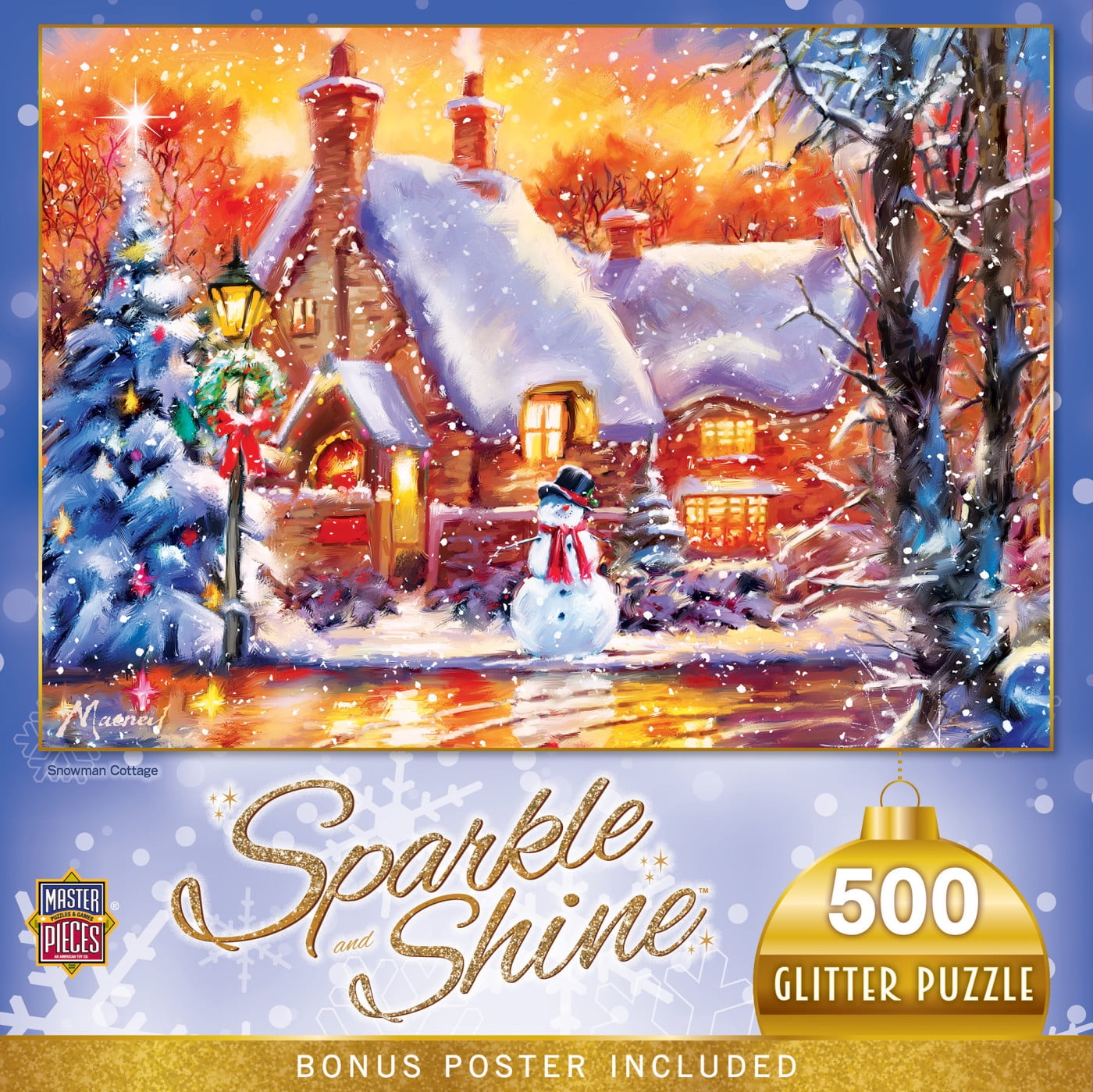 Buy MasterPieces 500 Piece Glitter Christmas Jigsaw Puzzle - Snowman ...