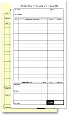 2 Part Carbon-Less Material & Labor Record Books 10 Books - Walmart.com