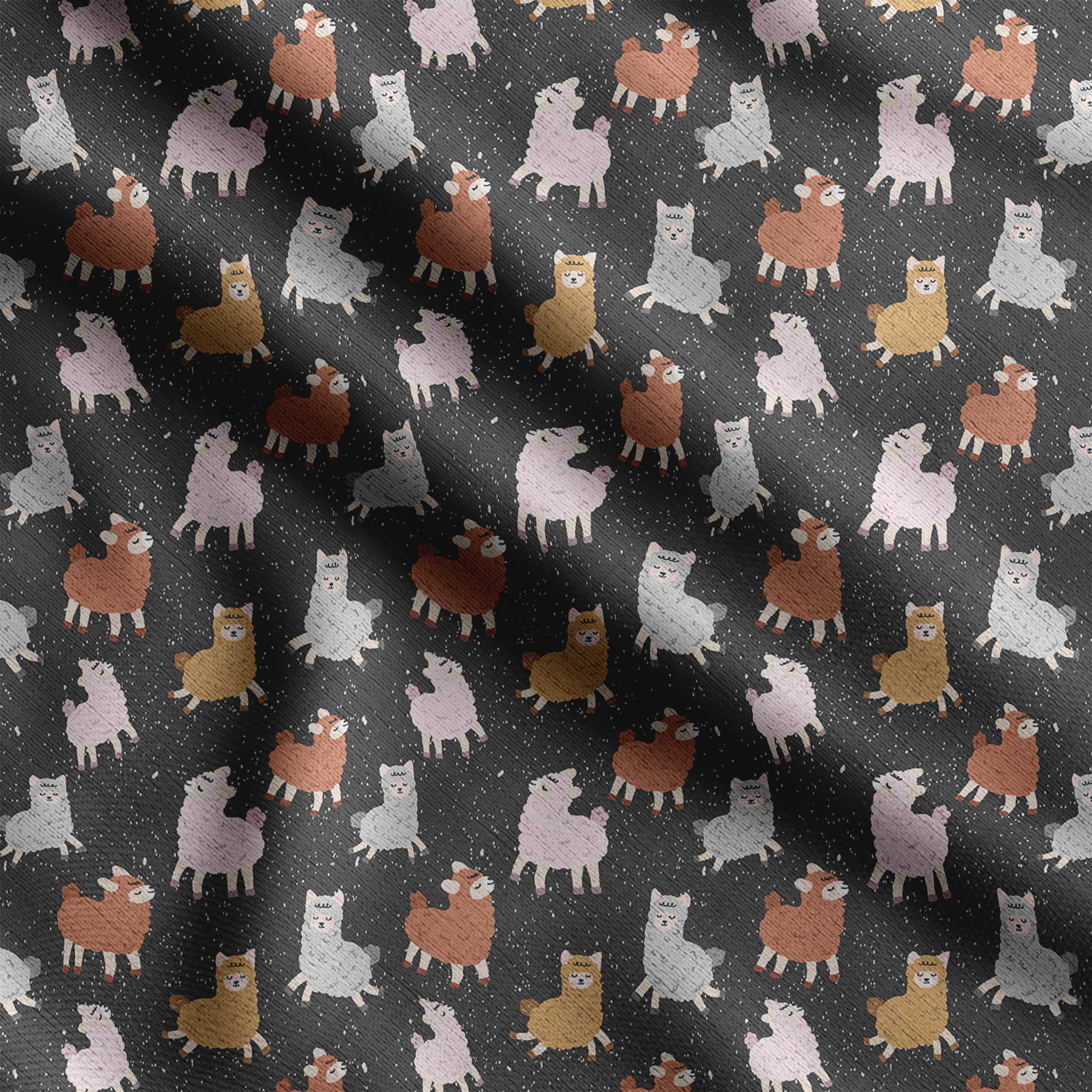 Soimoi Llama Alpaca Print, Silk Fabric, Decor Sewing Fabric by The Yard ...
