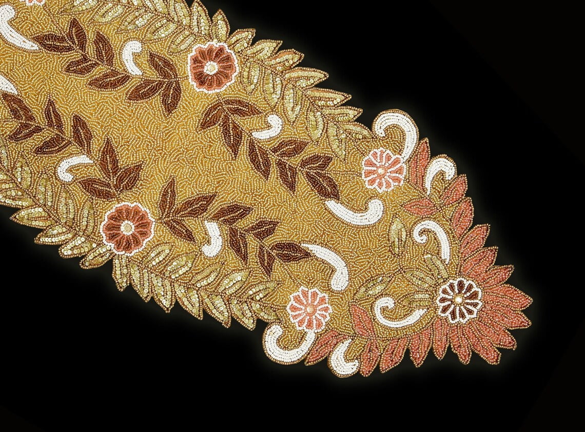 Handmade Beaded Table Runner, Copper and Gold Table Runner, Designer ...