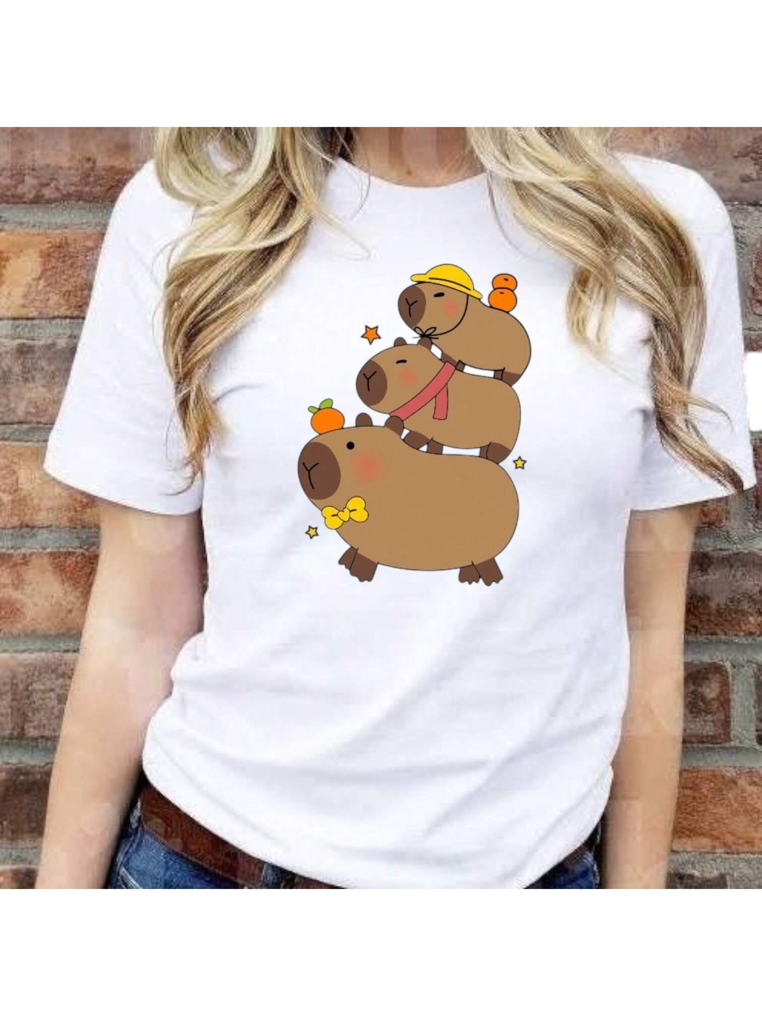 Playera Blusa De Familia Capybara Ropa Para Mujer Capibara Color Blanco ...