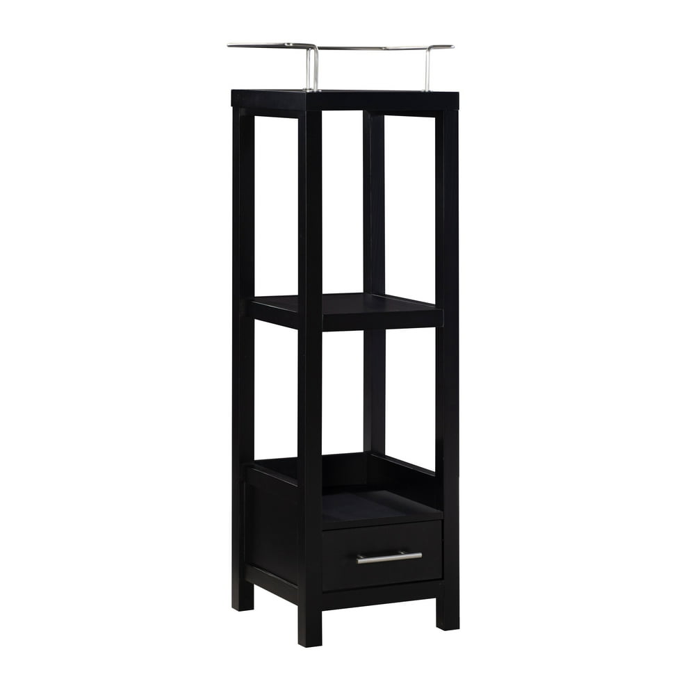 Linon Hoover Tall Storage Cabinet, Black, 1 Drawer, 3 Shelves - Walmart ...