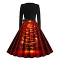 asdoklhq Cocktail Dresses for Women Long-sleeved Round-neck Christmas ...