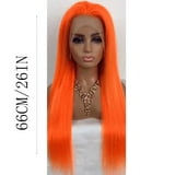 Guoxxzi Light Orange Color Straight Lace Frontal Wig Orange Long ...
