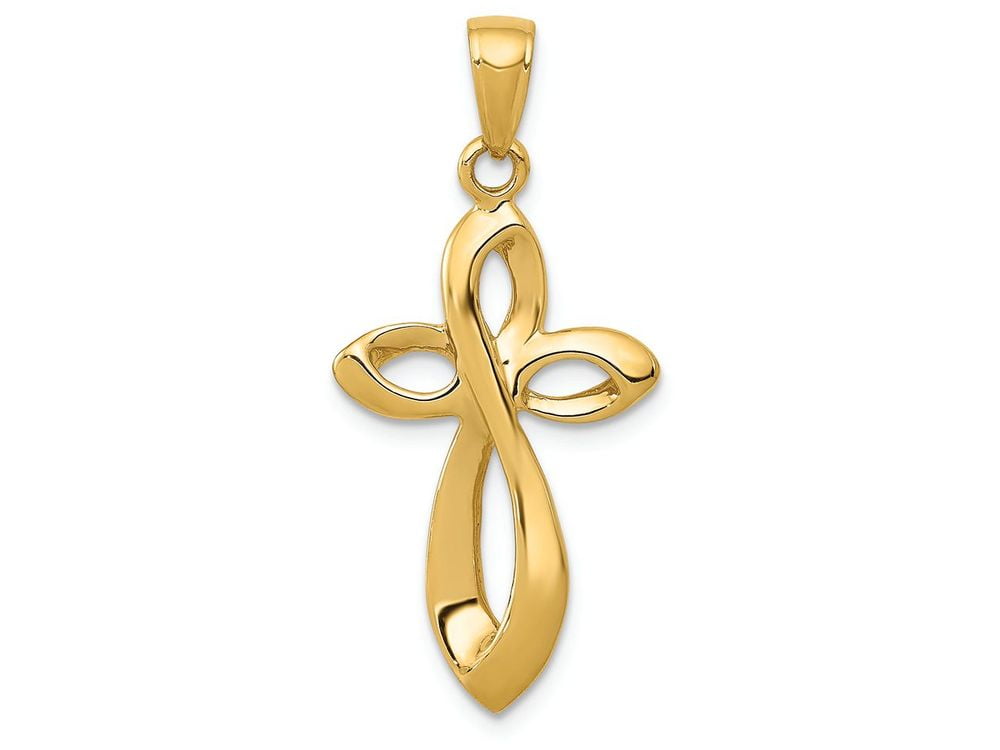 FJC Finejewelers 14k Yellow Gold Polished with Satin Figure 8 Cross ...