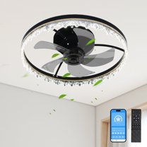 Fandelier Ceiling Fan with Light and Remote, 20 Inch Low Profile Flush ...