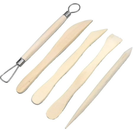 Pottery Carving Tool Set, 5 Piece Wood Clay Pottery Modeling Tools ...