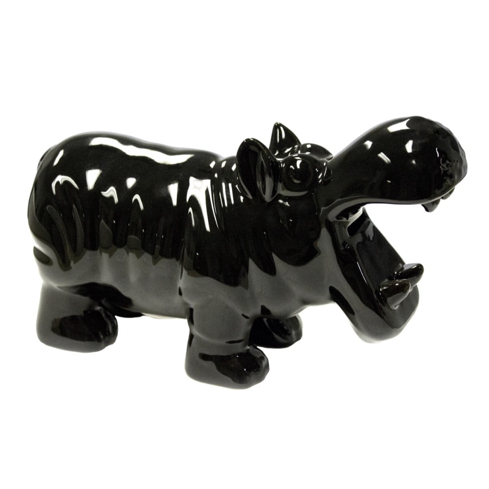 Gleaming Ceramic Hippo Coin Bank, Black - Walmart.com
