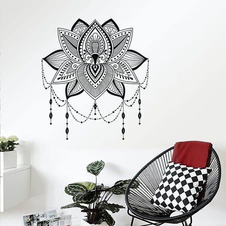 Lepai Mandala Lotus Wall Stickers, 2 Piece Bohemian Indian Mandala Hi Flower Wall Sticker ...