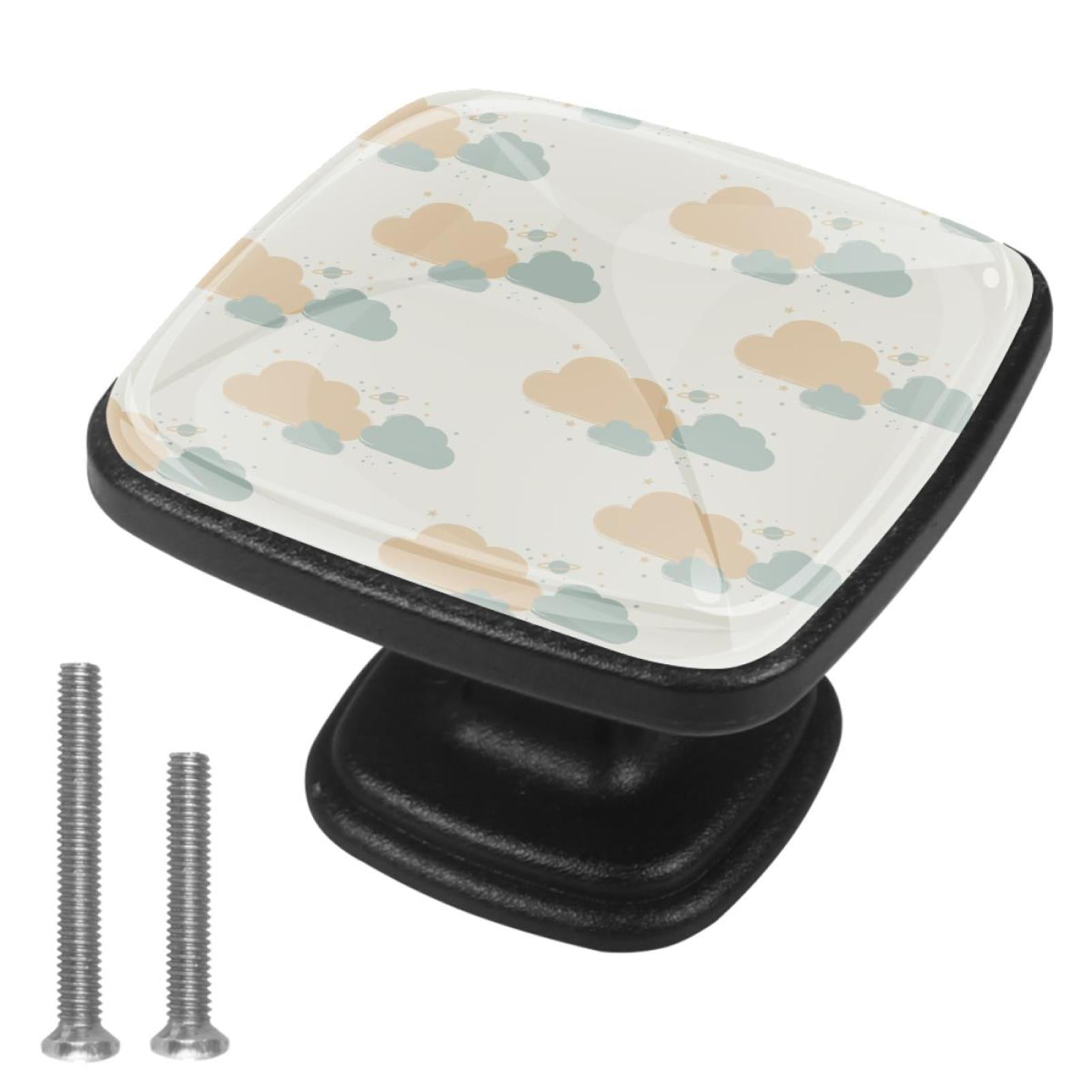 4 Pcs Cabinet Handle Drawer Pulls Cloud Knobs with Screws Square Furniture Office Cabinet Knob ...