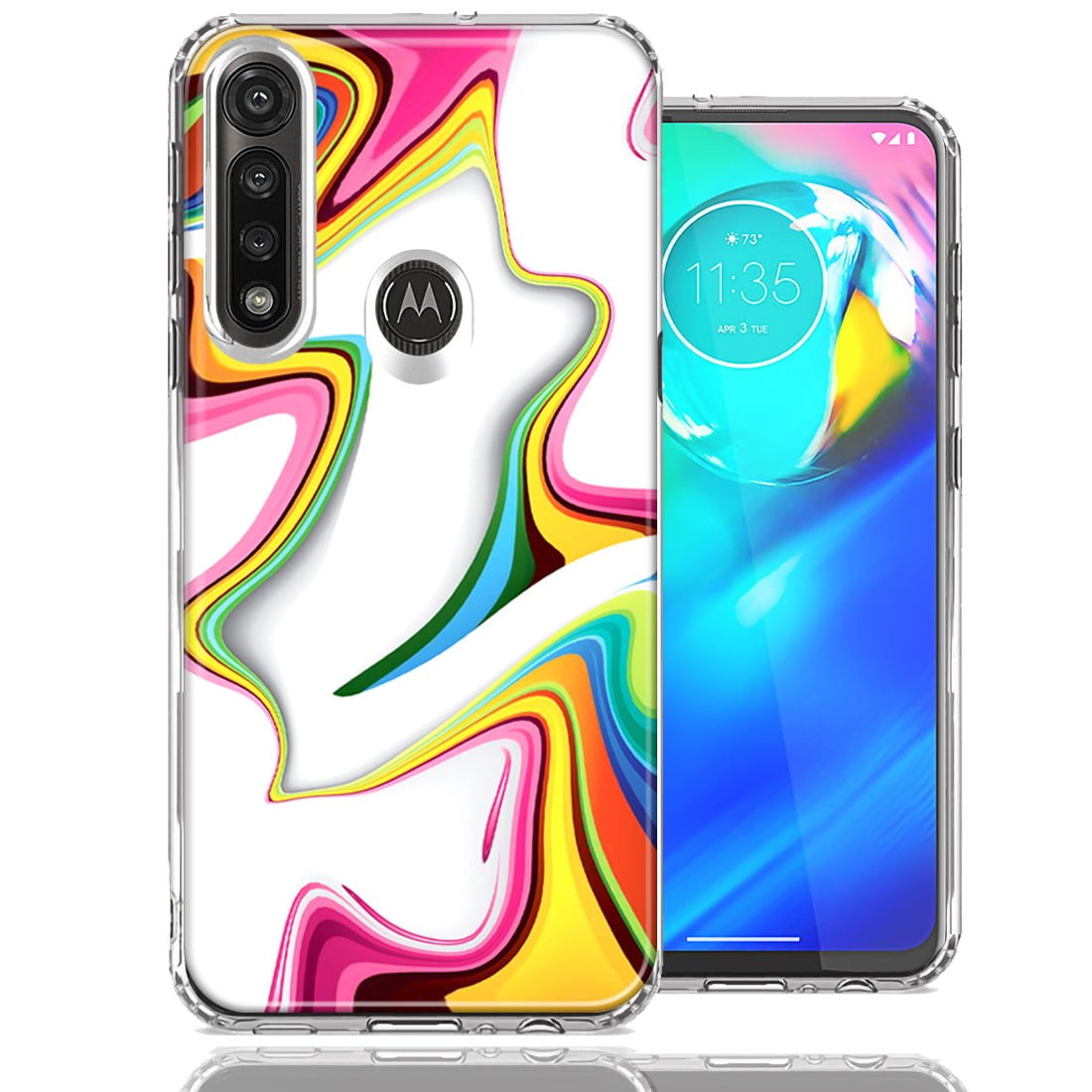 MUNDAZE For Motorola Moto G Power Rainbow Abstract Design Double Layer ...