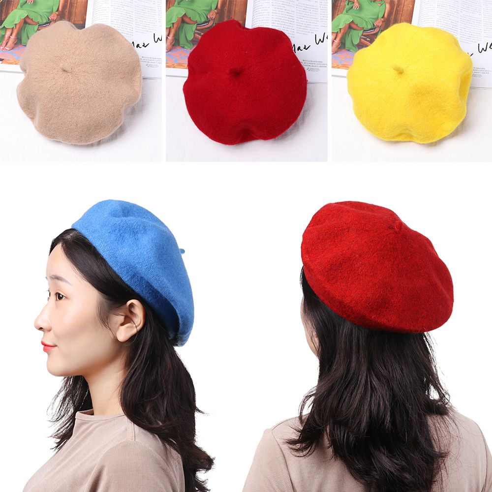 French Beanie Solid Color Winter Warm Autumn Beret Hat Wool Beret Cap ...