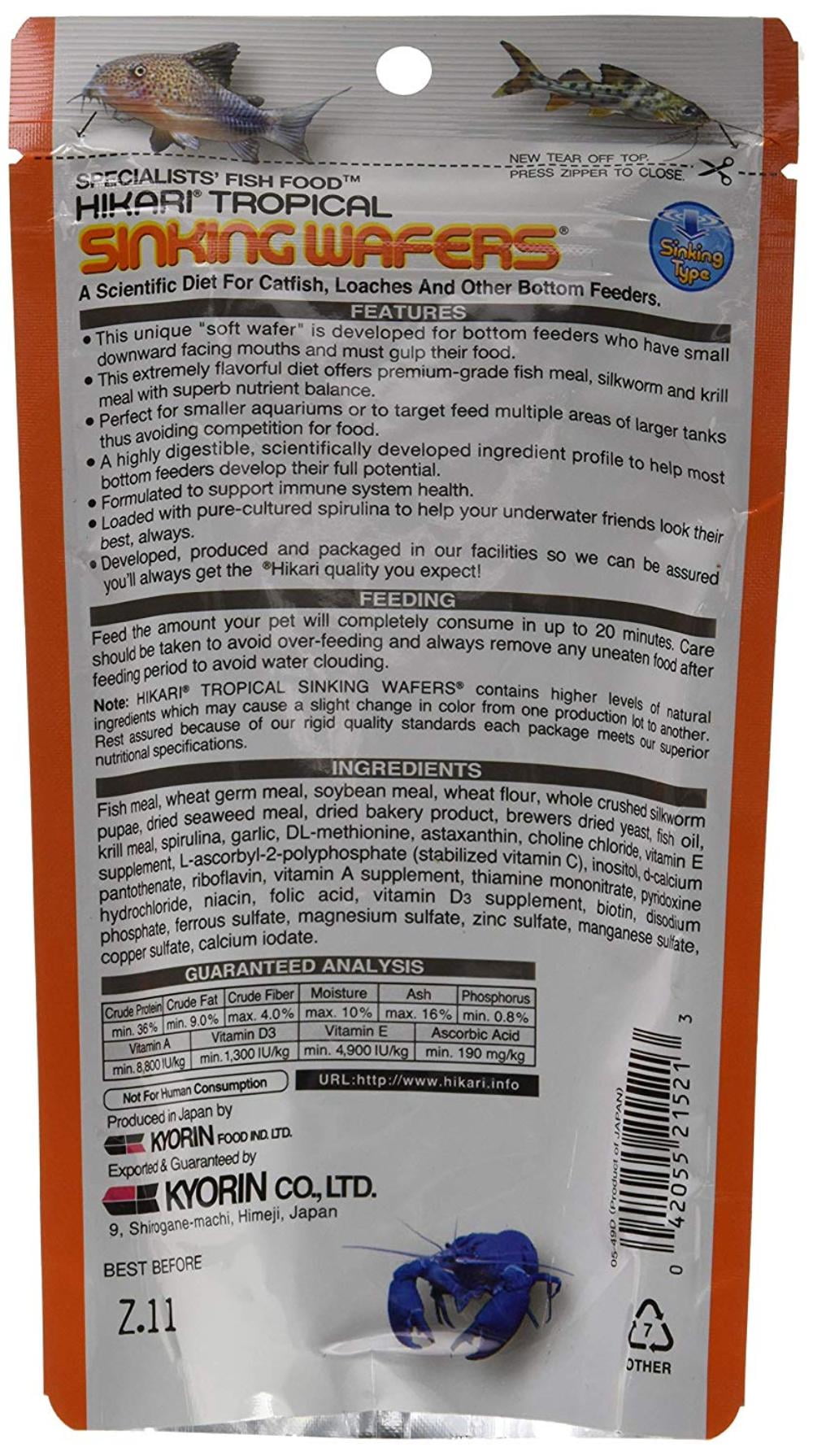 Buy Hikari Tropical Sinking Wafers for Catfish, Loaches and Bottom Feeders 3.88 oz, Hikari ...