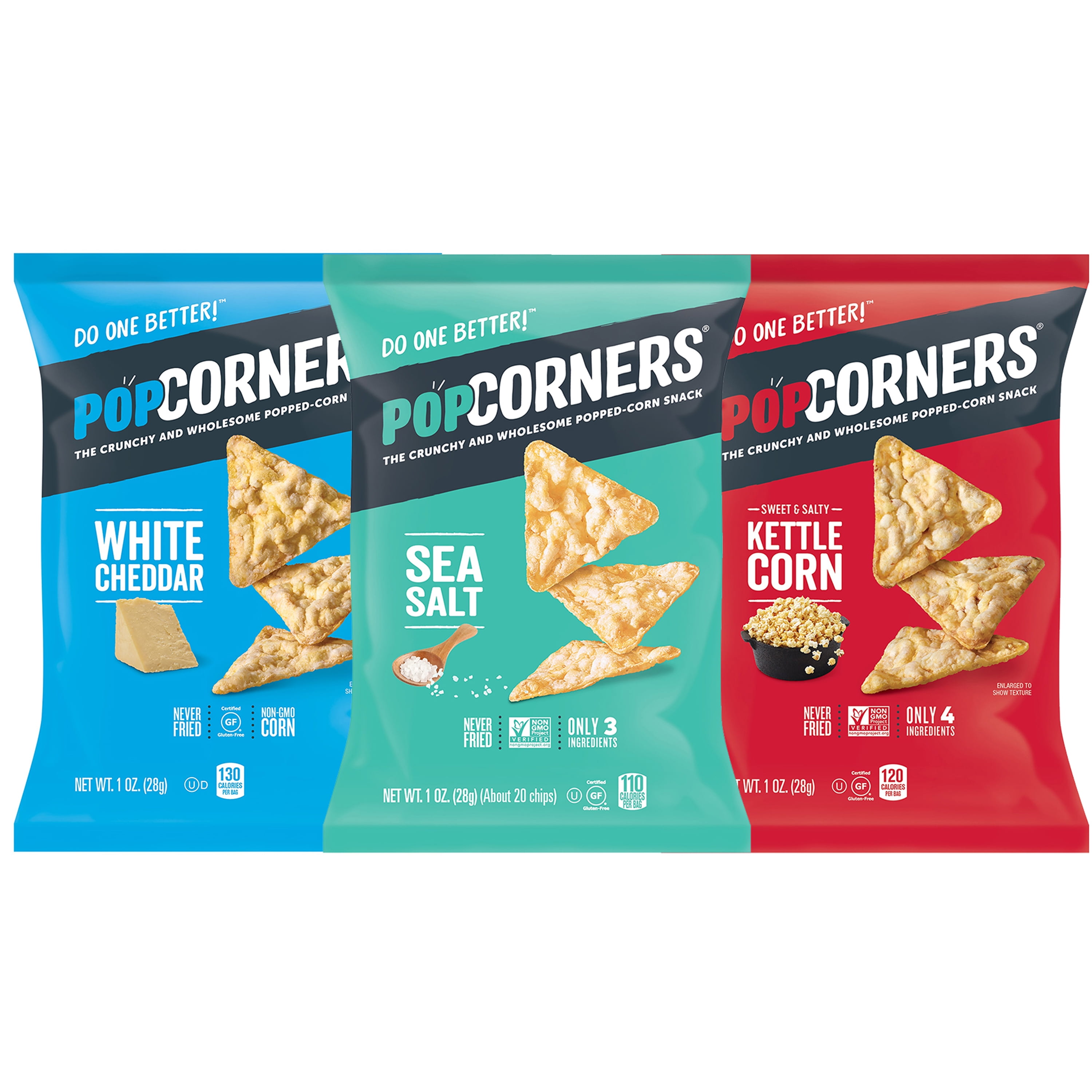 PopCorners Popped Corn Snacks, 3 Flavor Variety Pack Chips Gluten Free ...