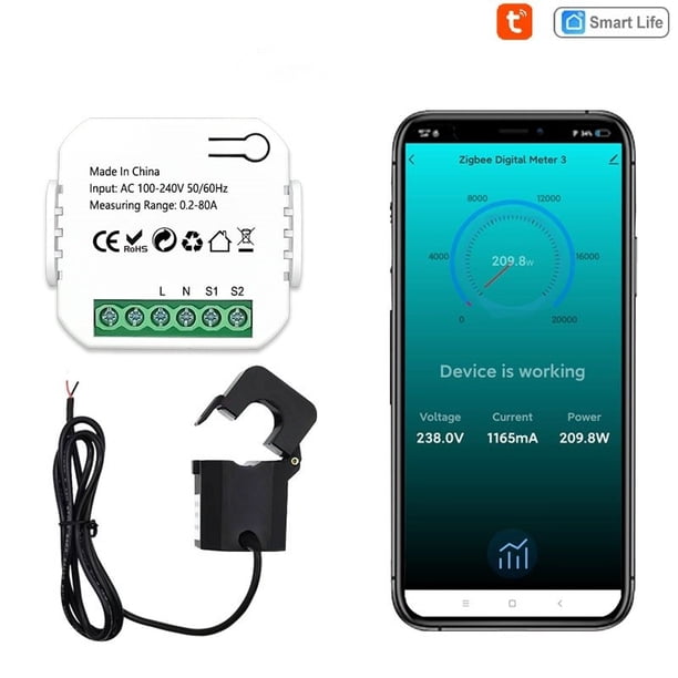 Tuya Smart Life Zigbee Energy Meter 80A With Current Transformer Clamp ...
