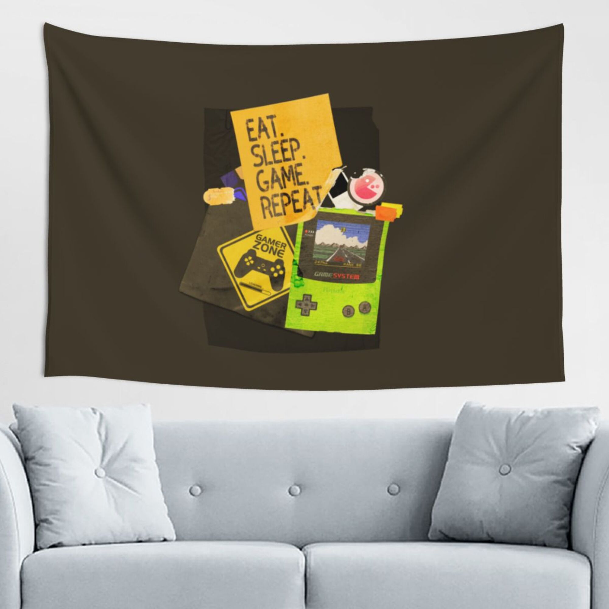 DouZhe Brown GamePad Gamer Zone Stickers Tapestry Modern Wall Hanging ...
