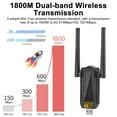 1800Mbps Wireless USB 3.0 WiFi Adapter, Dual Band 2.4/5GHz Network ...