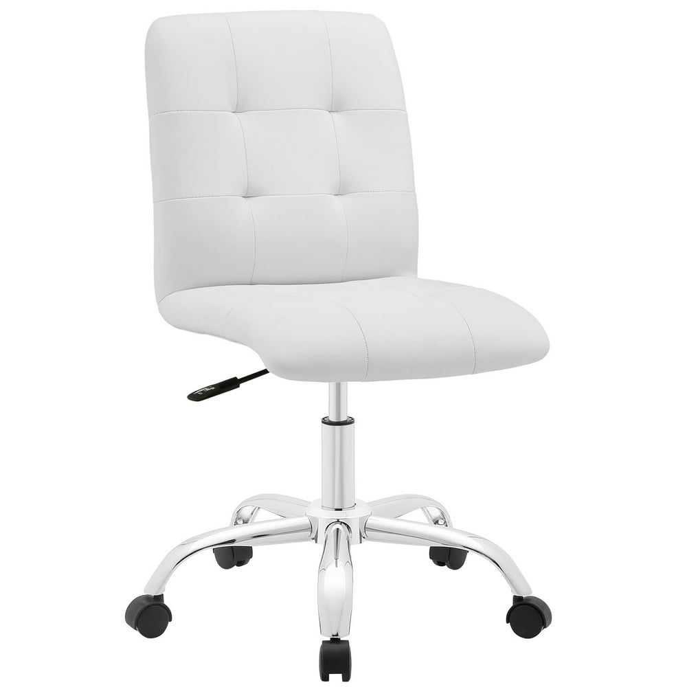 Modern Contemporary Office Chair, White Faux Leather - Walmart.com ...
