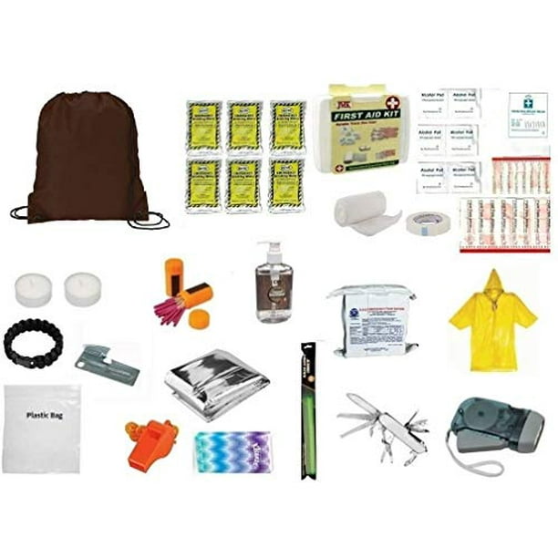3 Day Emergency Backpack Survival Kit Food Water Blanket (Brown ...