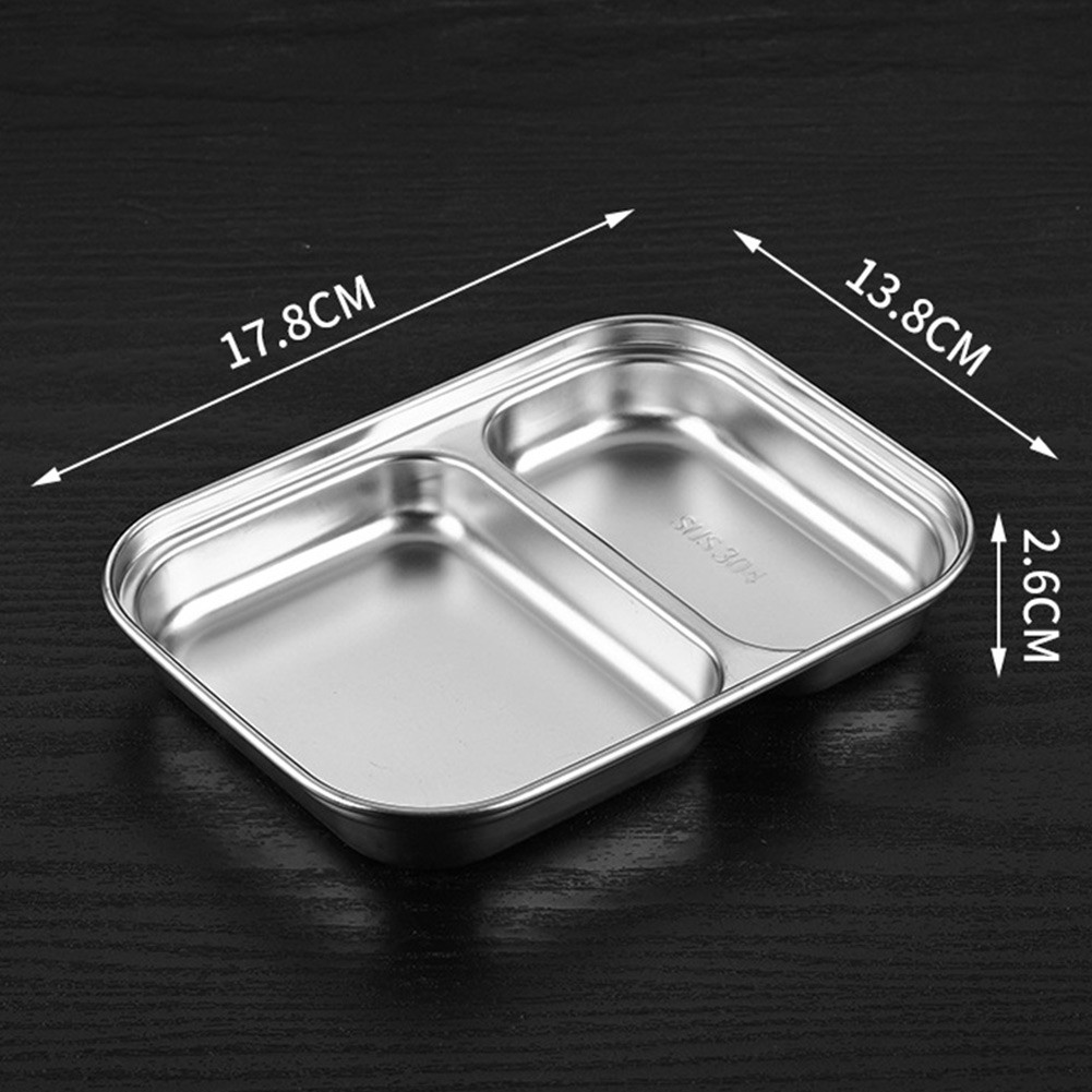 Stainless Steel Divided Dinner Tray Lunch Container Food Plate For ...