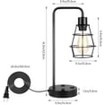 Usb Industrial Edison Desk Lamp With 2 Ac Outlets, Black Metal Lantern ...