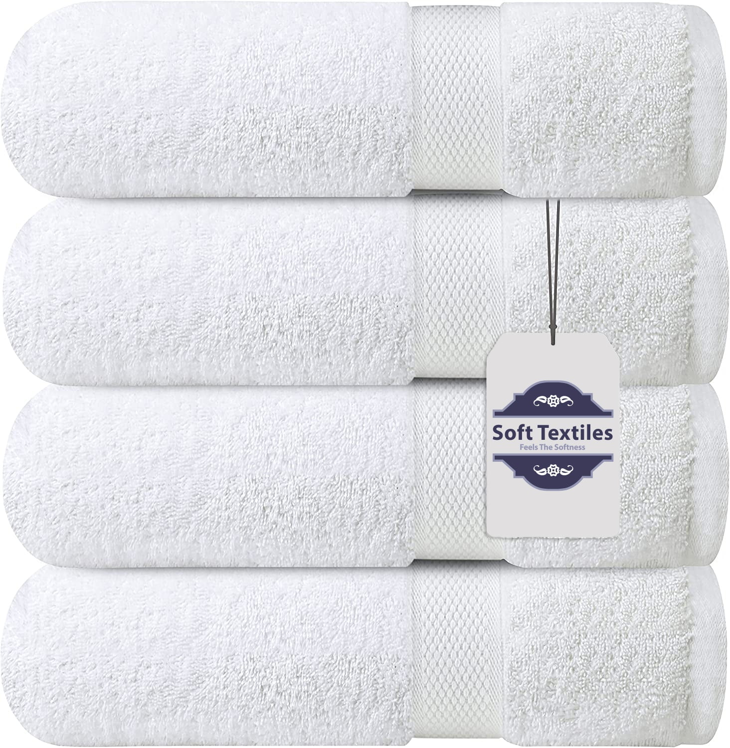 Soft Textiles Bath Towels 4 Piece Set White Soft Fluffy, Absorbent and ...