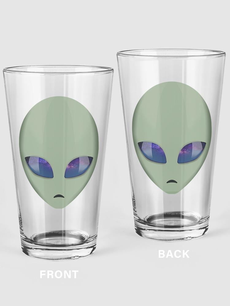 Alien Face With Space Eyes Pint Glass -SPIdeals Designs, 16 oz ...