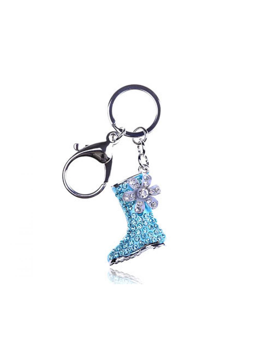Blue Purple Flower Seattle Rain Ice Boot Crystal Rhinestone Keychain ...