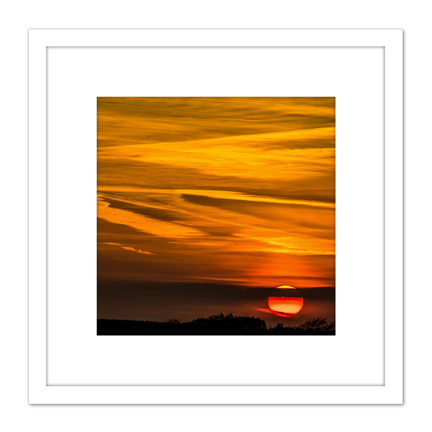 Beautiful Sunset Clouds Sun Photo 8X8 Inch Square Wooden Framed Wall ...