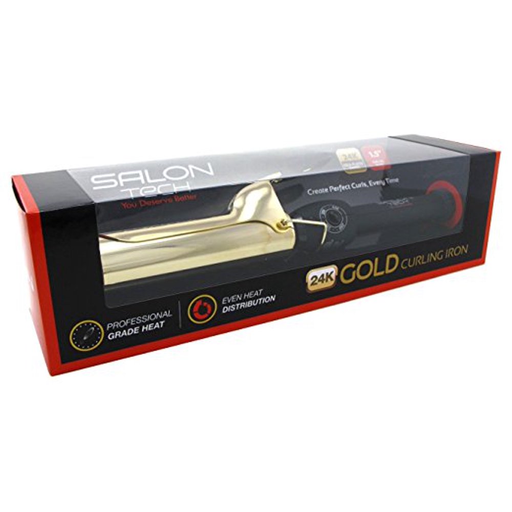 Salon Tech Curling Iron 1.5 Inch 24K Gold - Walmart.com - Walmart.com