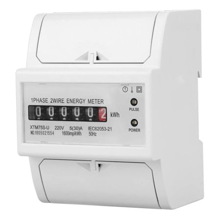 Symkmb 220V DIN-Rail Electric Meter, Digital 1 Phase Electric Meter 2 ...