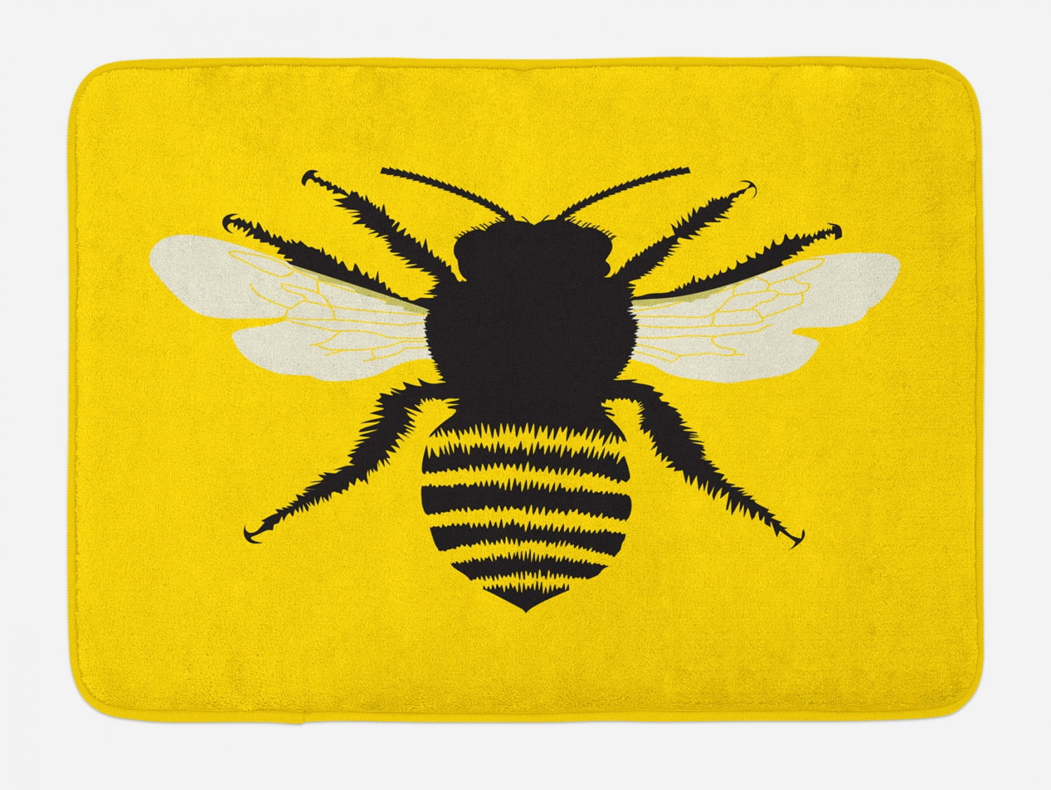 Queen Bee Bath Mat, Silhouette of Honeybee with Stripped Design and ...