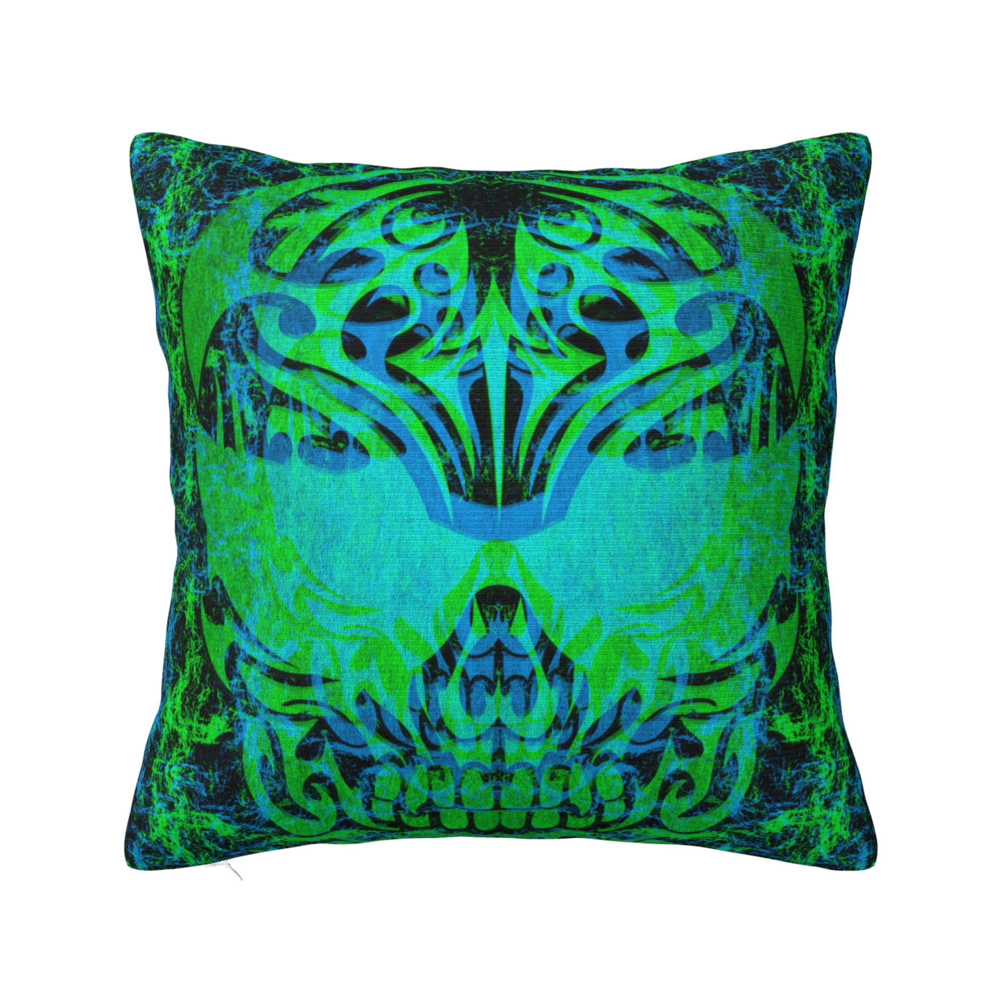 ZICANCN Death Tribe Skull Green Pattern Throw Pillow Covers, Bed Couch ...
