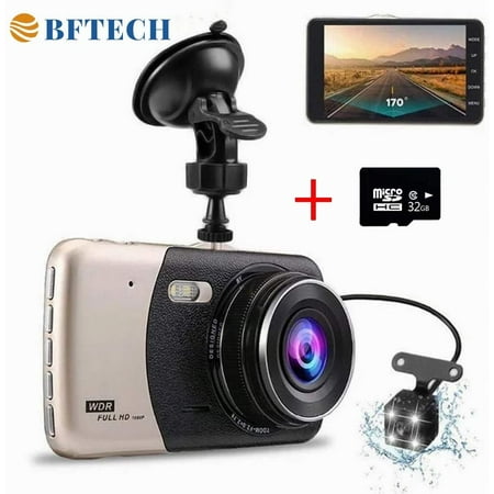 BFTECH Dash Cam For Cars Front and Rear(32g Card Included)Full HD 1080P ...