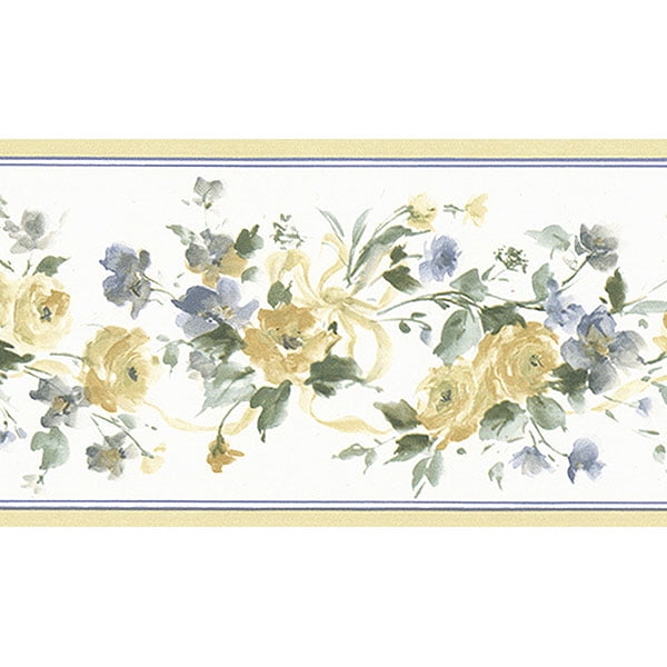 879406 Narrow Yellow Rose Wallpaper Border PP76581 - Walmart.com