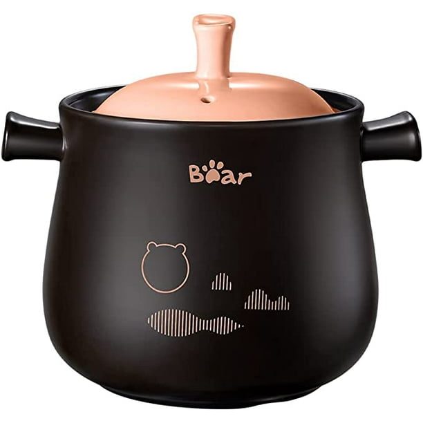 Bear Clay Casseroles Pot Double Handle Lid Pure Tureen Soup Ceramic ...