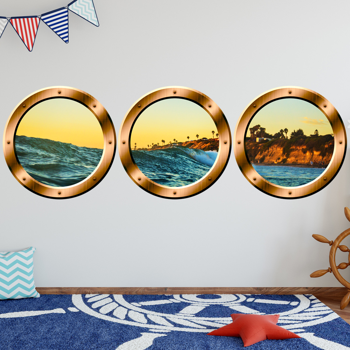 VWAQ Wall Art Decor - Submarine Porthole Decal, Nature Scenery Prints ...