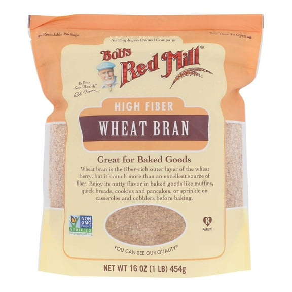 Bob's Red Mill High Fiber Wheat Bran 16 oz Pkg for Baking & Nutrition ...