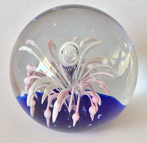 Round Ball Glass Unusual Paperweight Art Glass 2.5 Fireworks Over Water ...