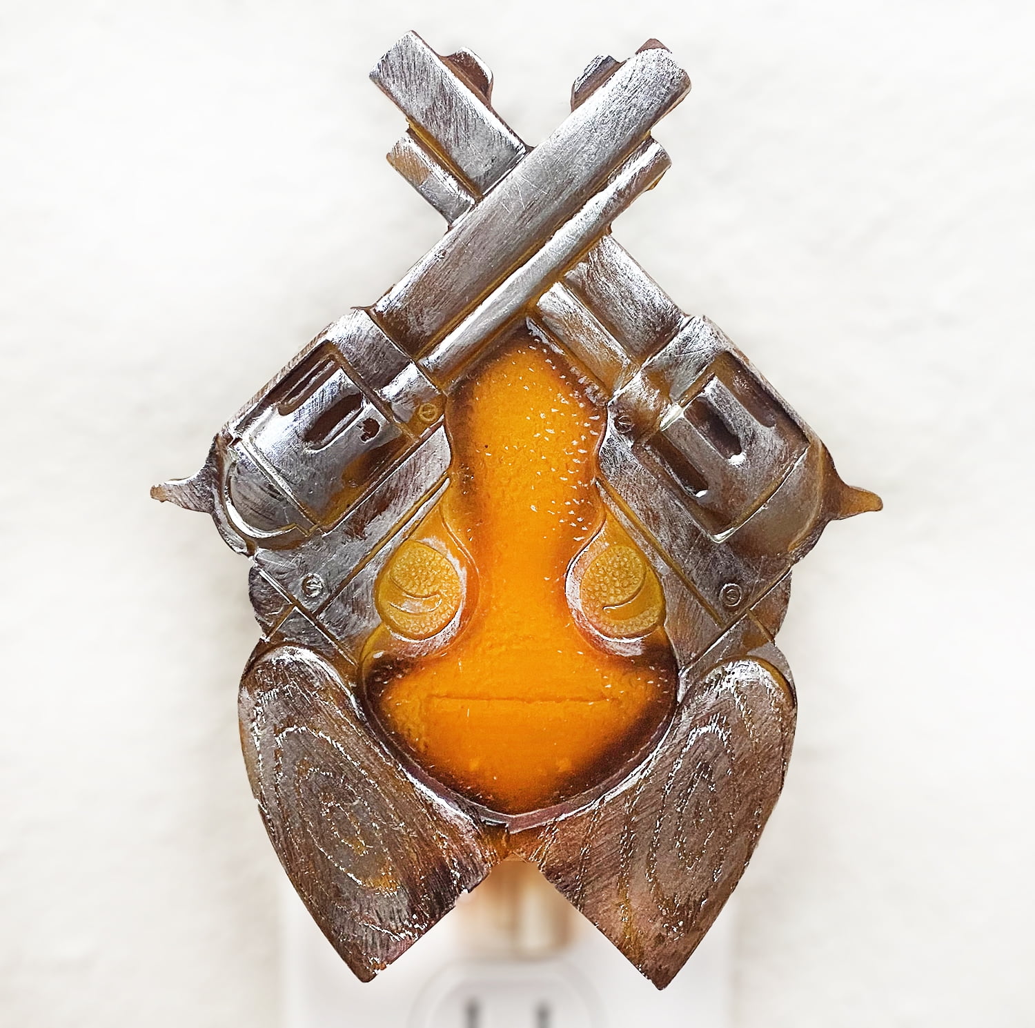 Old West Decorative Double Gun Pistols Revolver Night Light - Wall Plug ...