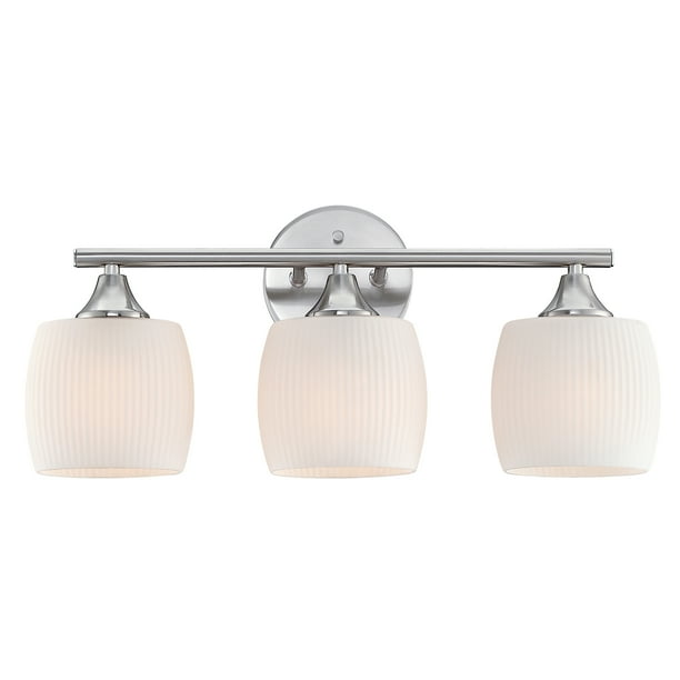 20.4" 3-Light Brush Nickle Vanity Light, Modern Bathroom Light Fixtures ...