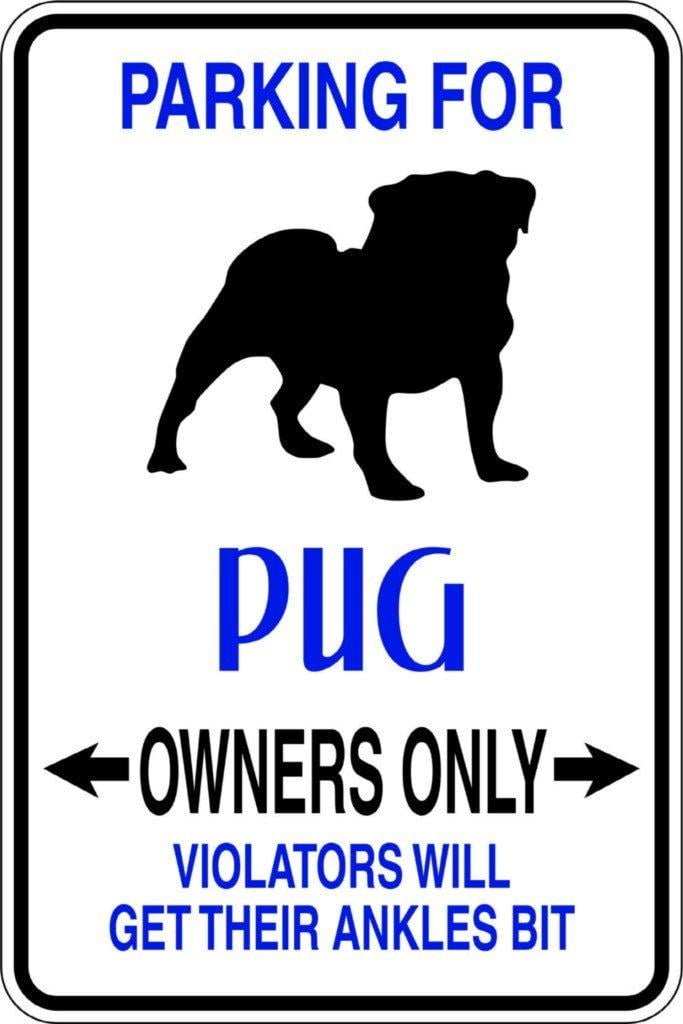 Family Parking for Pug Cute Signs Wall Decal Decoration Parking for Pug ...