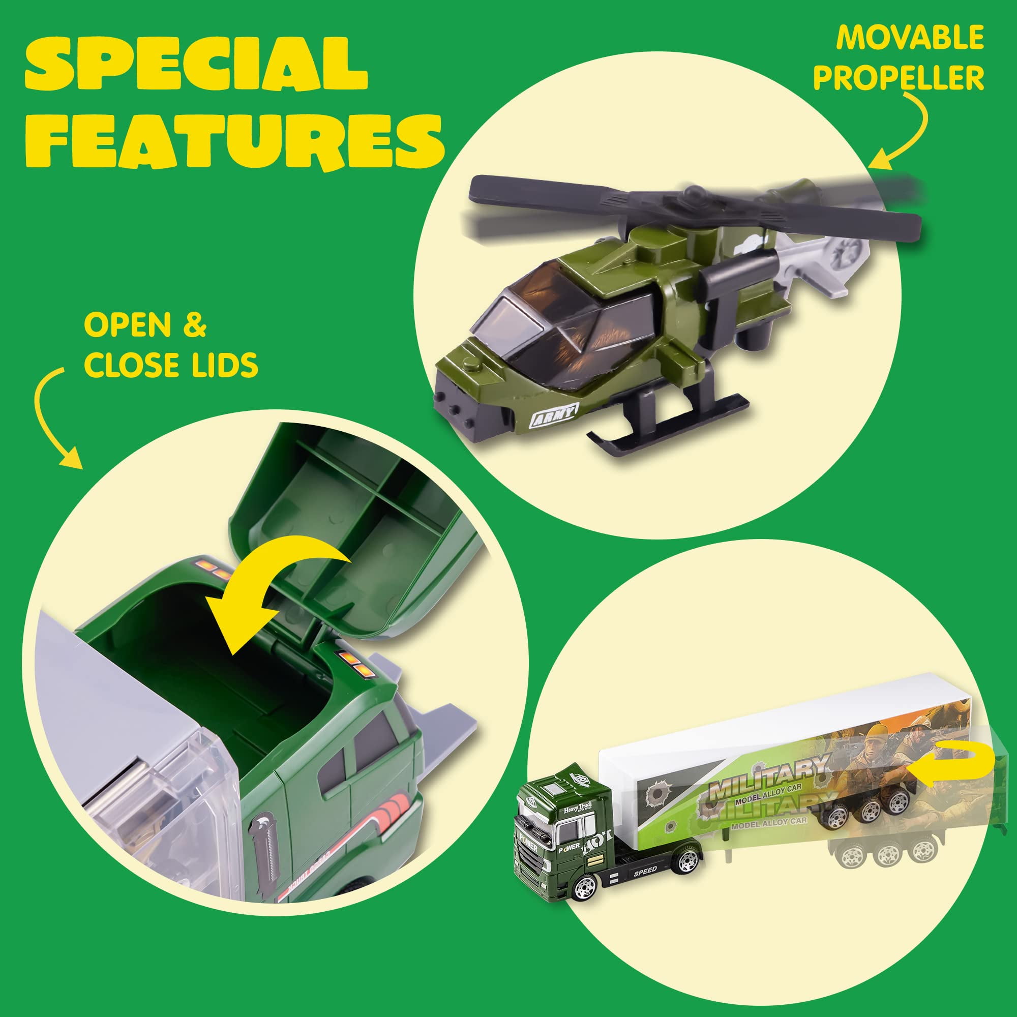 Buy JOYIN 19 in 1 Die-cast Army Toy Truck with Little Army Figures ...