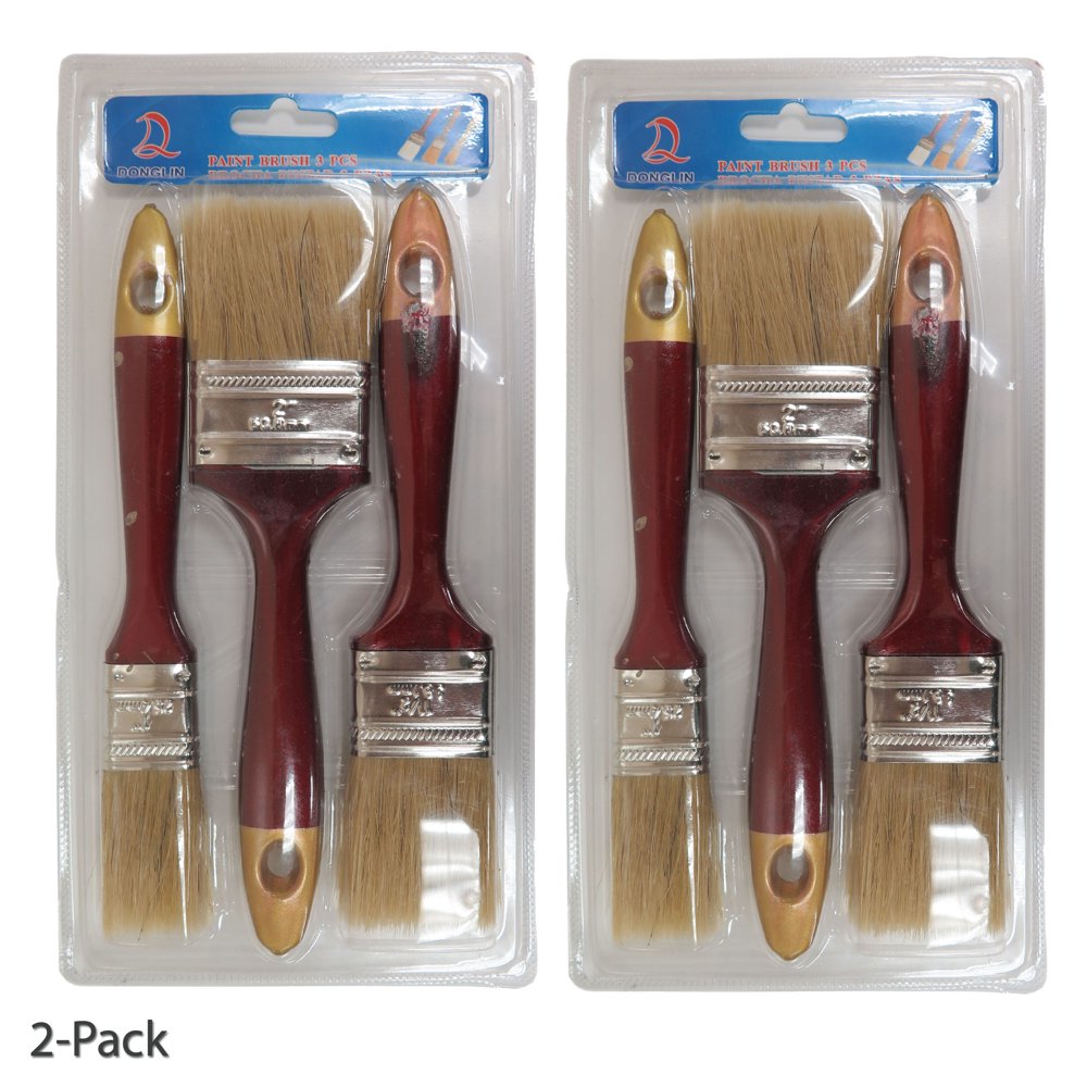 3 Piece Premium Multi Size: 1", 1-1/2", 2" Paint Brush Set 2-Pack ...