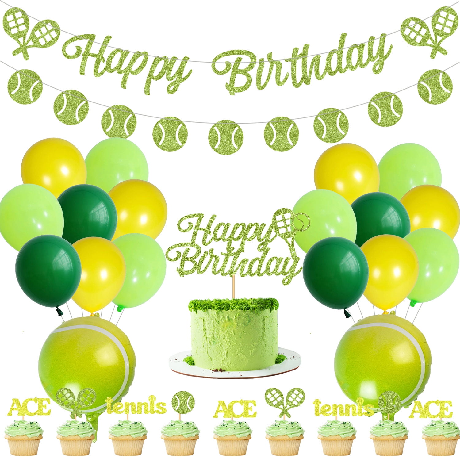 Green Tennis Birthday Party Decorations for Boys Girls, Sport Themed ...
