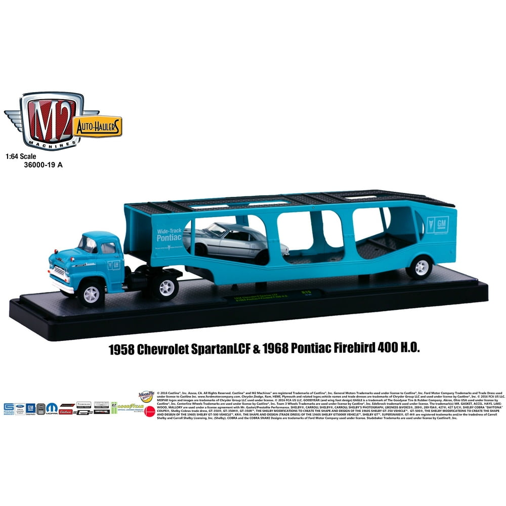 M2 Machines Auto Hauler 1:64 1958 Chevy Spartan LCF '68 Pontiac ...