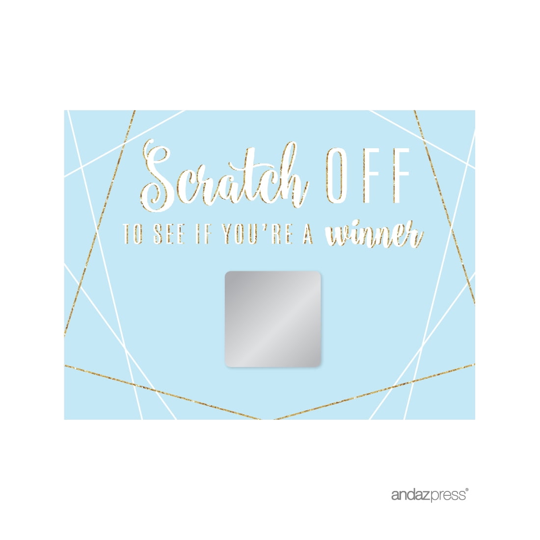 Signature Baby Blue, White, Gold Glittering Party, Game Cards ...