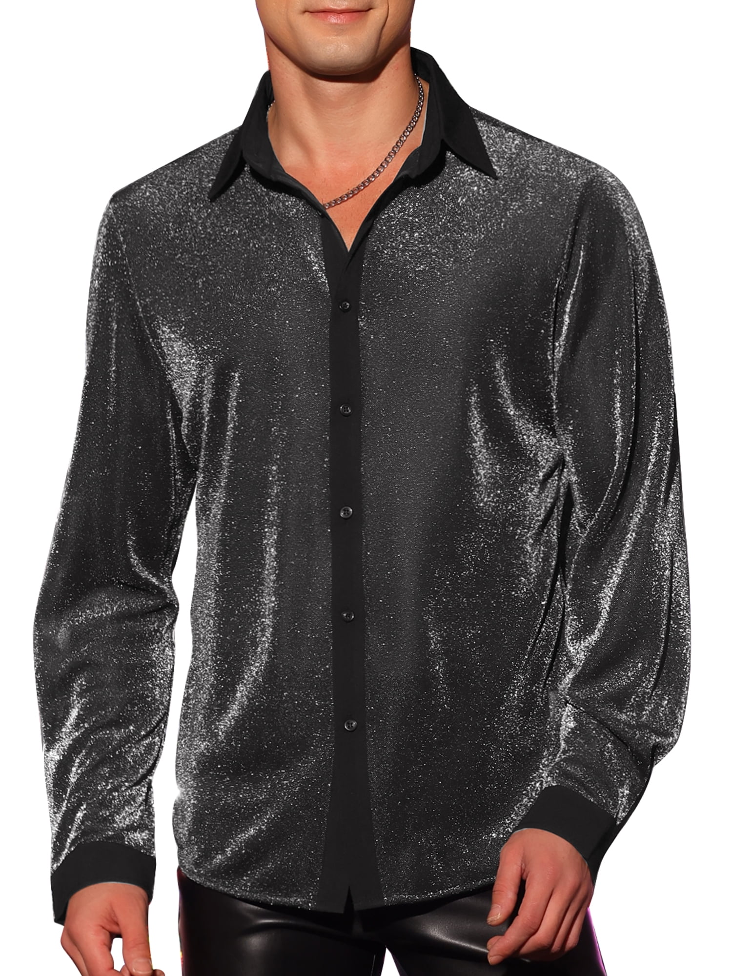 Camisas de Vestir Brillantes para Hombre de Mangas Largas, Camisa de ...