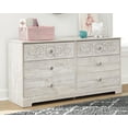 Signature Design by Ashley Paxberry Boho 6 Drawer Dresser, Whitewash ...