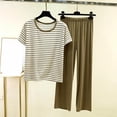 Asgosdo Pajamas for Women Two Piece Sets Short Sleeve Striped Top and ...